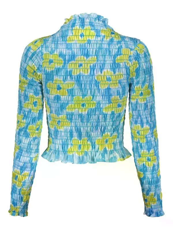 AMY CROOKES Printed Long-sleeve Top - Blue