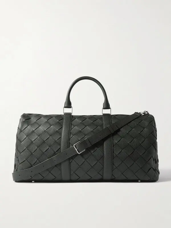 Bottega Veneta Intrecciato Leather Duffle Bag - Black