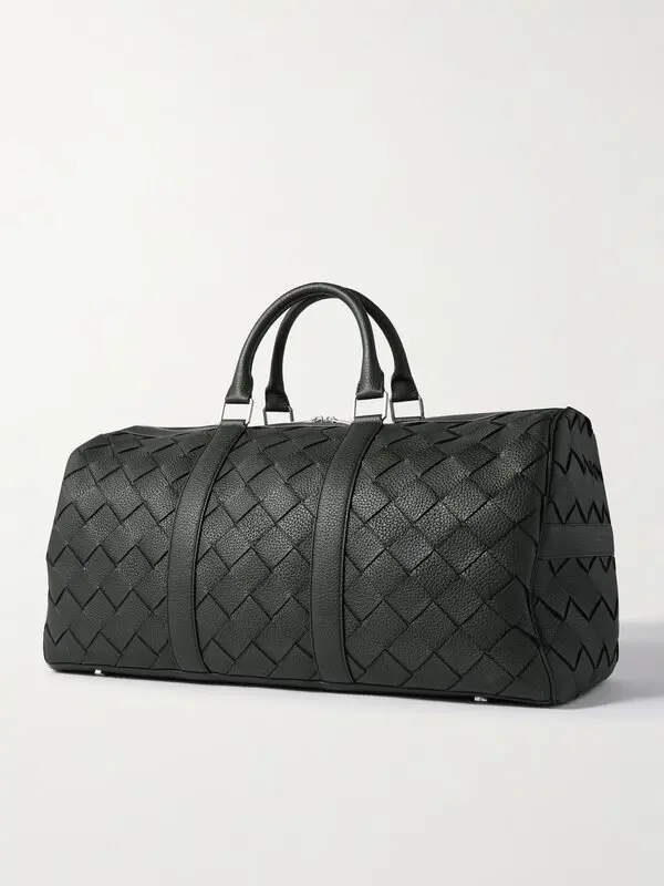 Bottega Veneta Intrecciato Leather Duffle Bag - Black