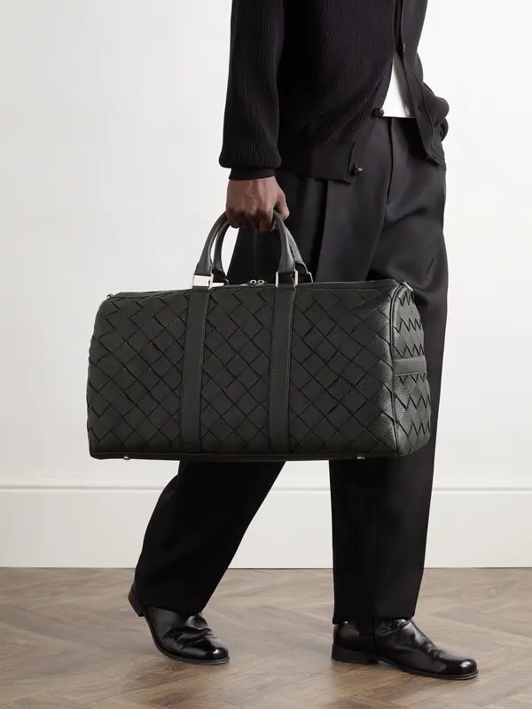 Bottega Veneta Intrecciato Leather Duffle Bag - Black