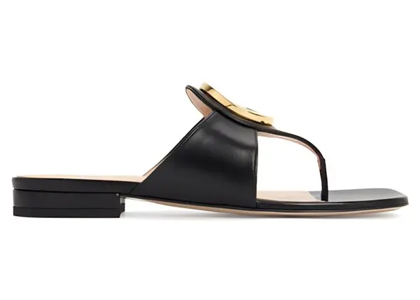 Gucci Blondie Leather Thong Sandals - Black