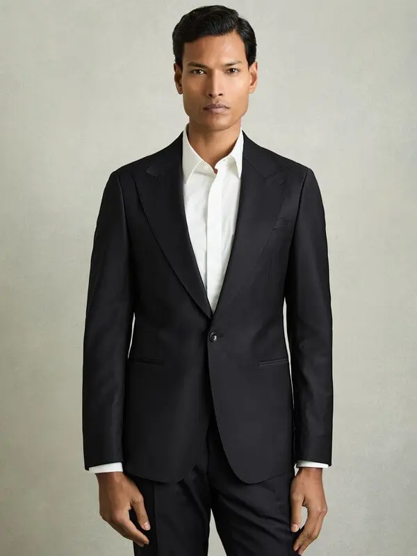 REISS Oscar Single-breasted Wool-blend Suit Blazer Classic-fit - Navy