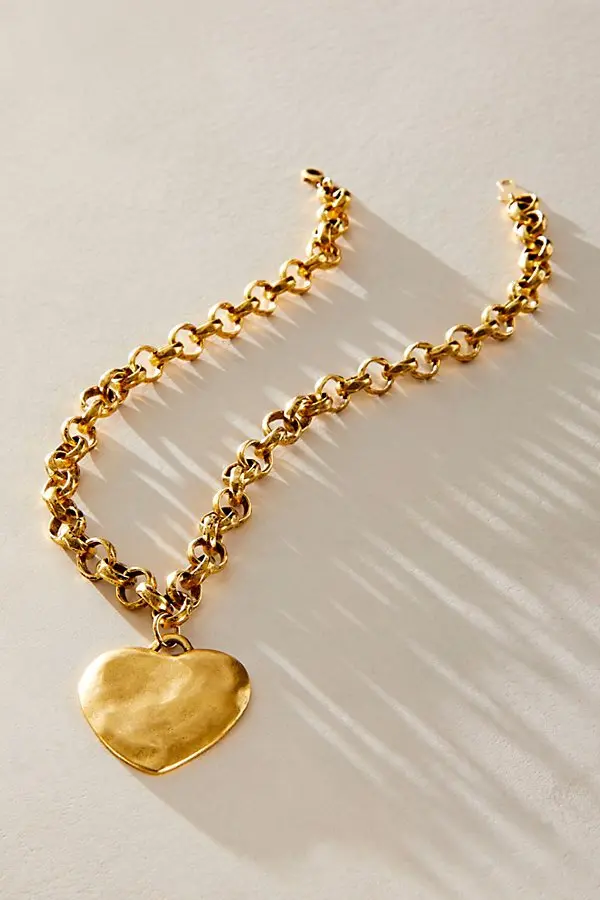 BRACHA Short Puffy Heart Necklace - Gold