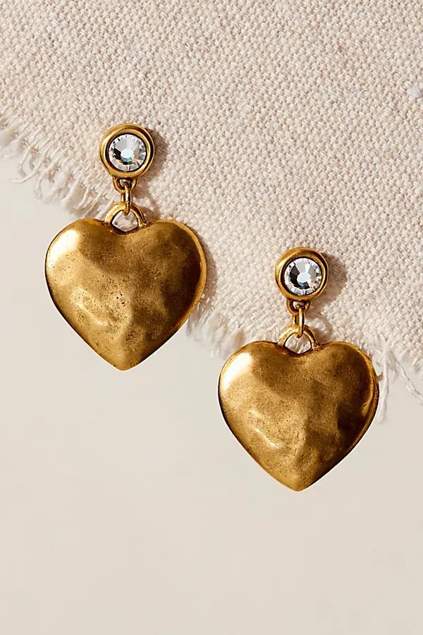 BRACHA Big Heart Dangle Earrings - Gold