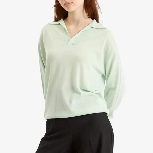 Auralee Cashmere Silk Knit Skipper Polo