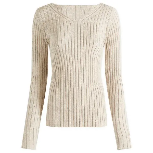 Auralee Rib Knit V-neck Pullover