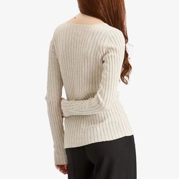Auralee Rib Knit V-neck Pullover