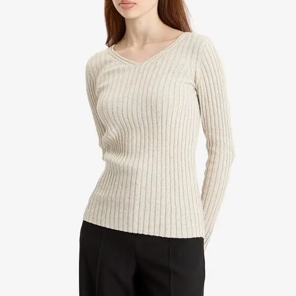 Auralee Rib Knit V-neck Pullover