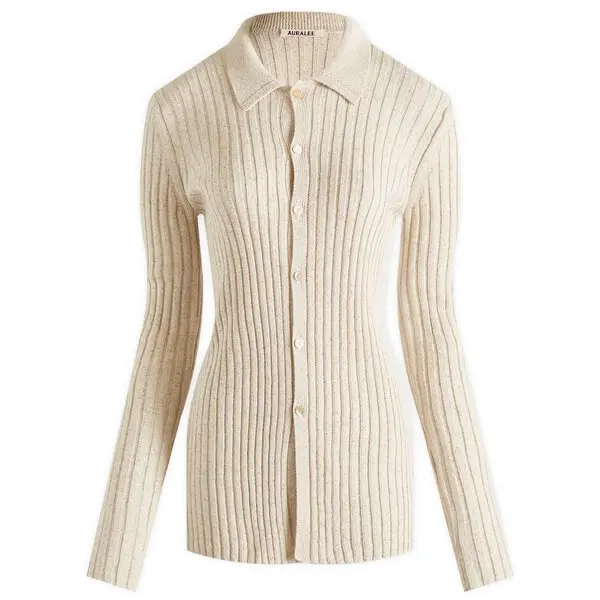 Auralee Rib Knit Shirt Cardigan