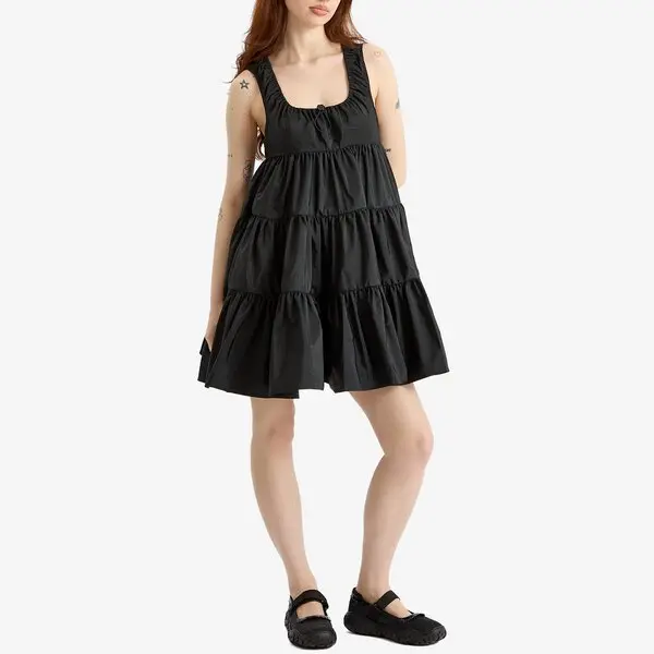 Cecilie Bahnsen Aino Crinkled Taffeta Dress - Black - 50