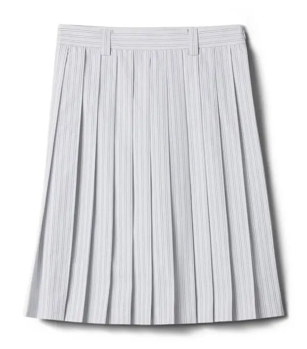 Miu Miu Cotton Pinstriped Pleated Midi Skirt