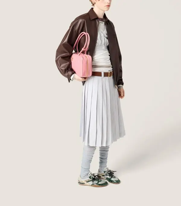 Miu Miu Cotton Pinstriped Pleated Midi Skirt