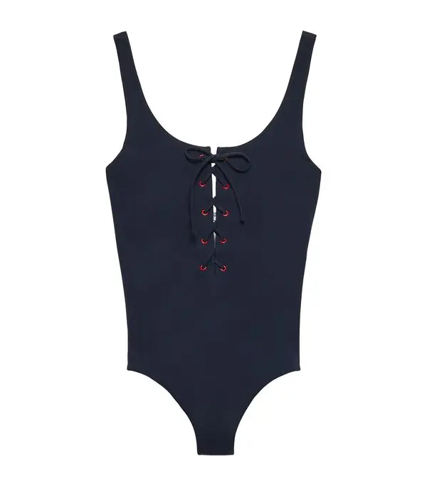 Prada Lace-up One-piece Swimsuit - Blue