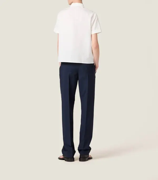 Miu Miu Cotton-linen Slubbed Logo Shirt