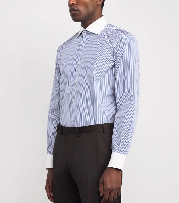 Brioni Cotton Stripe Shirt - Blue