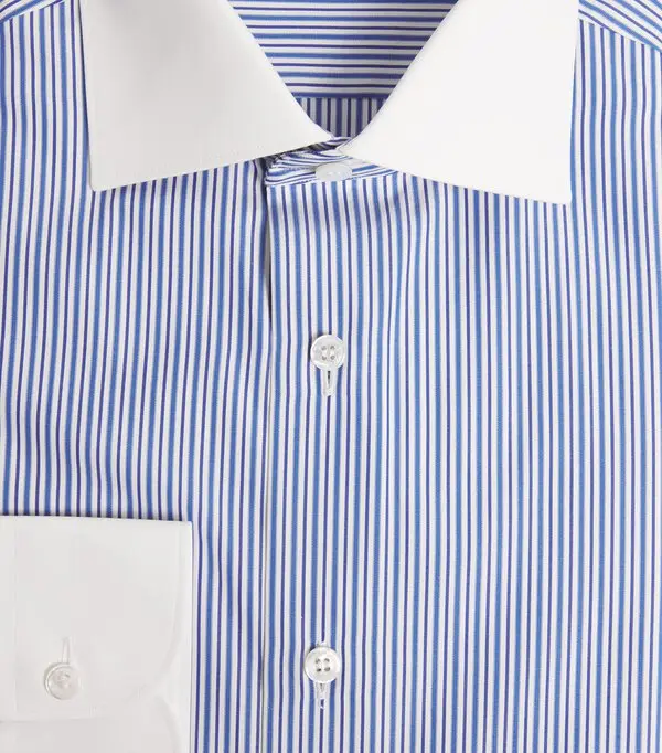 Brioni Cotton Stripe Shirt - Blue