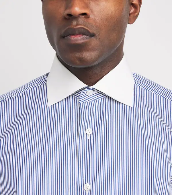 Brioni Cotton Stripe Shirt - Blue
