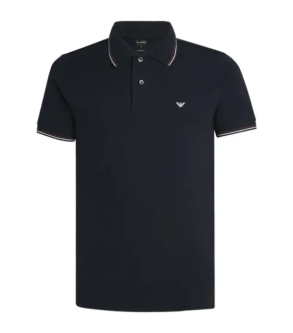 Emporio Armani Cotton Logo Polo Shirt - Blue