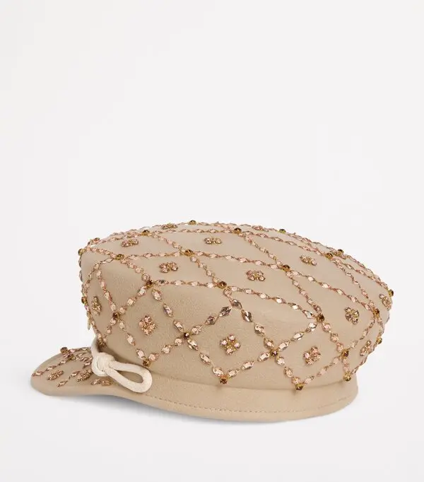 Maison Michel Embellished Abby Sailor Cap - Beige | Editorialist display picture 2