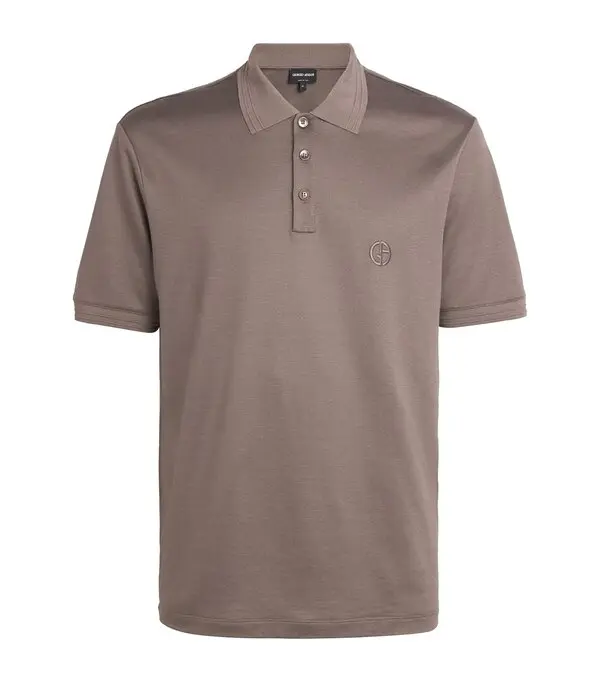 Giorgio Armani Cotton Logo Polo Shirt - Beige