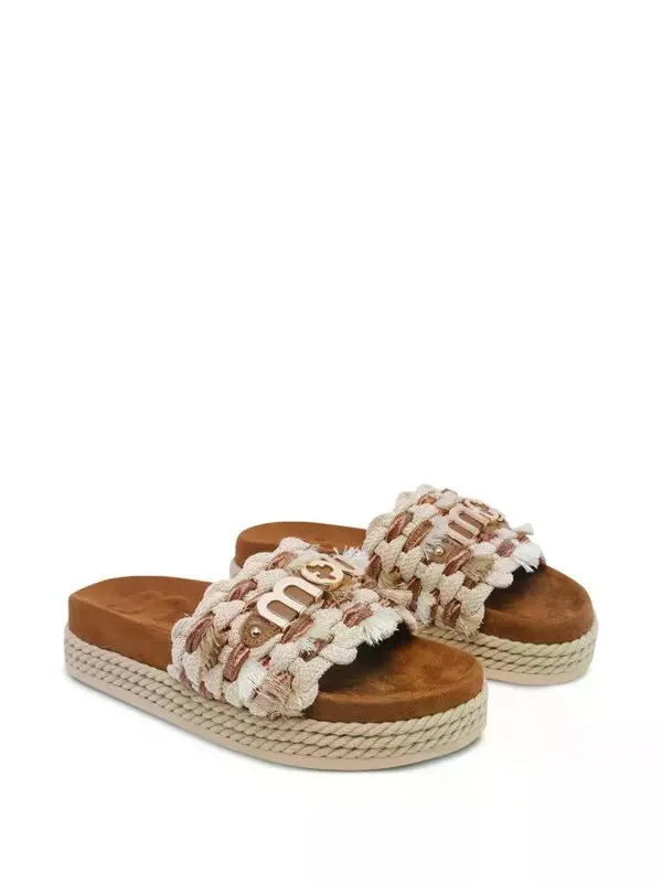Mou Braided-strap Platform Sandals - Neutrals