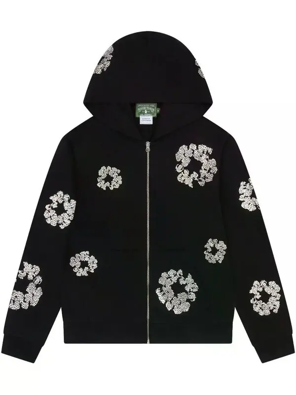 DENIM TEARS Swarovski Wreath Zip Hoodie - Black