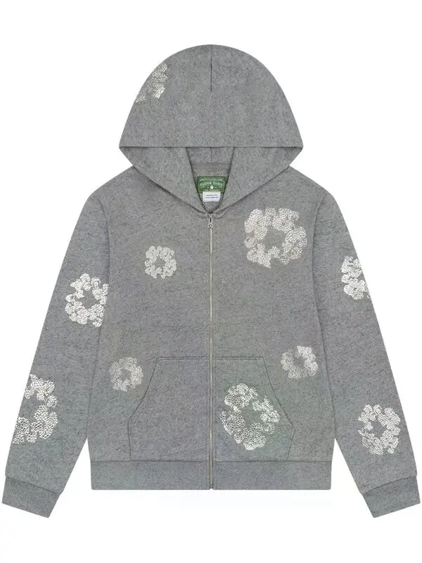 DENIM TEARS Swarovski Wreath Zip Hoodie - Grey