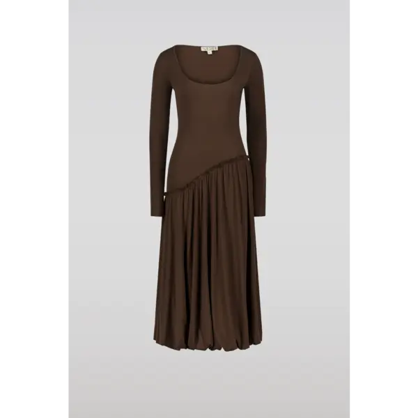 SAEMDI Asymmetric Hip Midi Dress