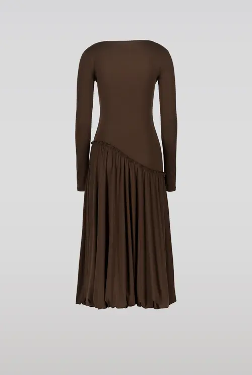 SAEMDI Asymmetric Hip Midi Dress