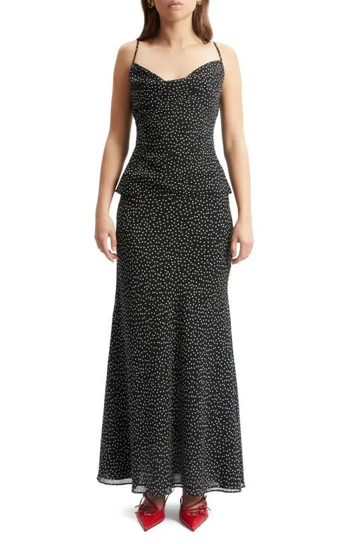 Bardot Monroe Polka Dot Maxi Skirt - Black Spot