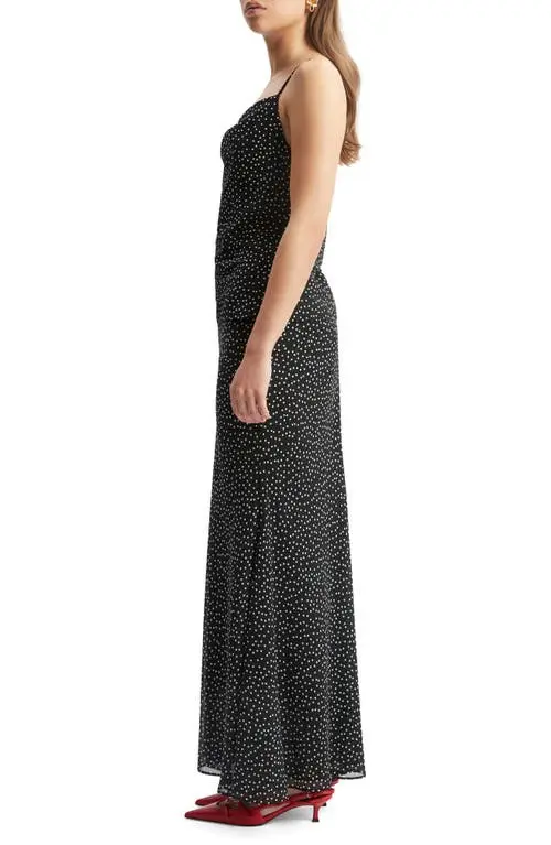 Bardot Monroe Polka Dot Cowl Neck Camisole - Black Spot