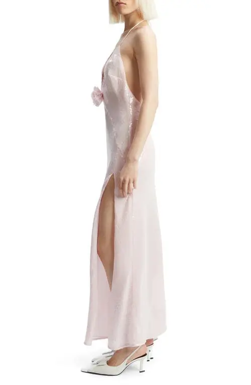 Bardot Aradia Rosette Sequin Halter Gown