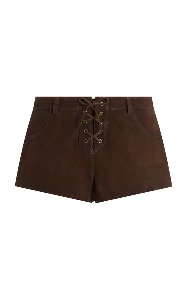 Isabel Marant Étoile Delma Lace-up Suede Shorts - Brown