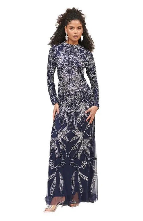 MARYISA Embellished Beaded Maxi Dress