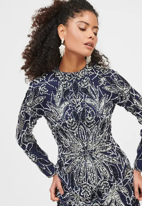 MARYISA Embellished Beaded Maxi Dress