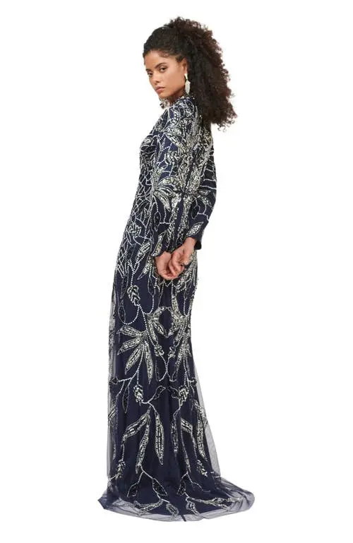 MARYISA Embellished Beaded Maxi Dress