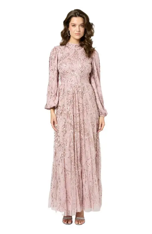 Maryisa Embellished Beaded A-Line Maxi Dress - Frosted Pink | Editorialist