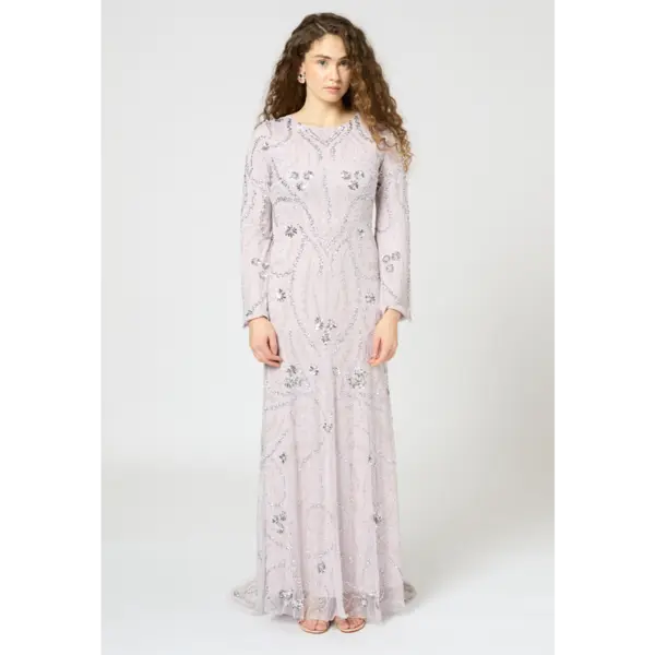 MARYISA Occasion Embellished Beaded Evening Dress - Lilac