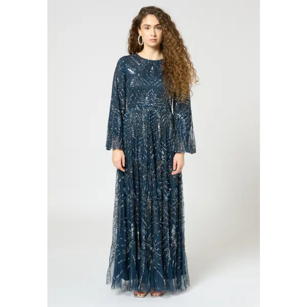 MARYISA Embellished Beaded Floral Maxi Dress