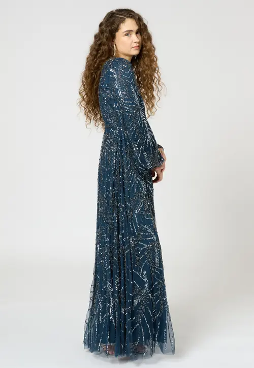 MARYISA Embellished Beaded Floral Maxi Dress