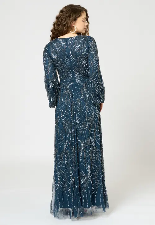 MARYISA Embellished Beaded Floral Maxi Dress
