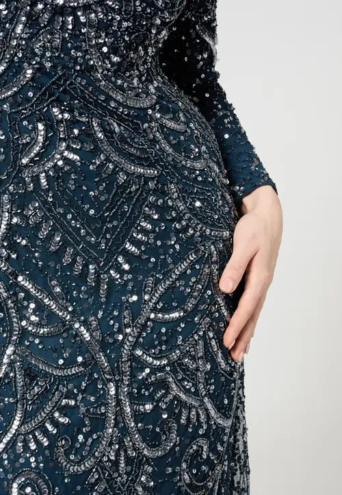 MARYISA Occasion Embellished High Neck Evening Maxi Dress