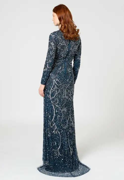 MARYISA Occasion Embellished High Neck Evening Maxi Dress
