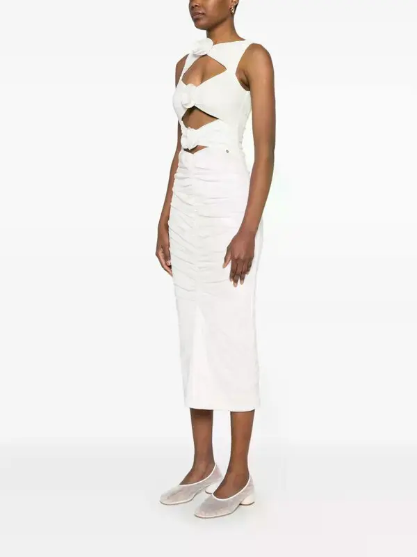 Nissa Floral-appliqu Midi Dress - White