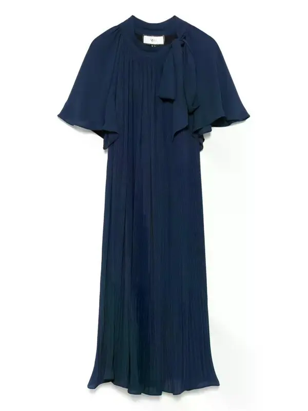 NISSA Plissé Midi Dress - Blue