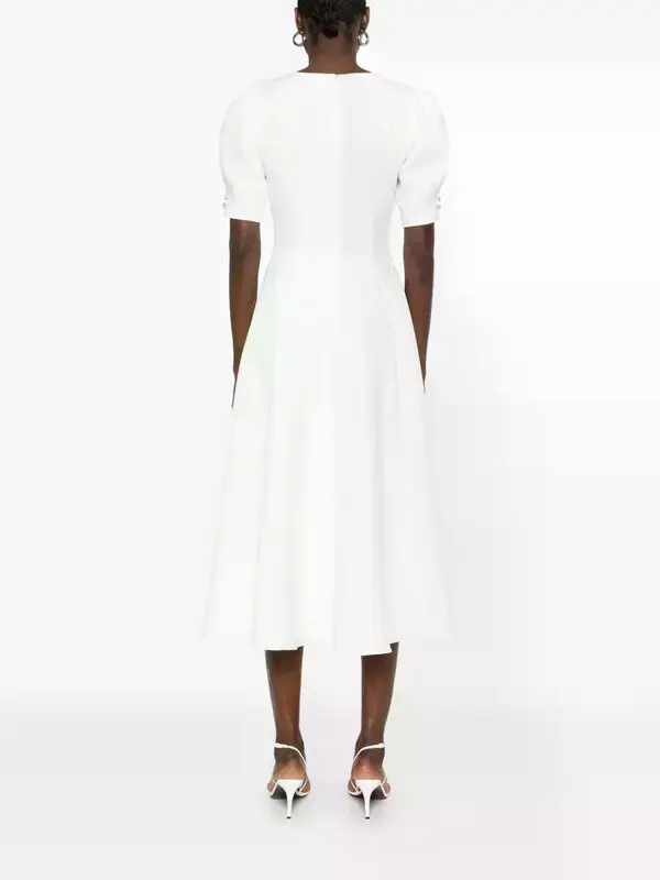 NISSA Crystal-bow Crepe Midi Dress