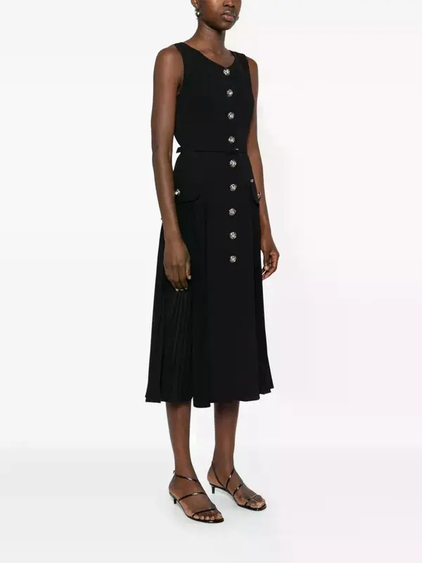 NISSA Plissé-details Midi Dress