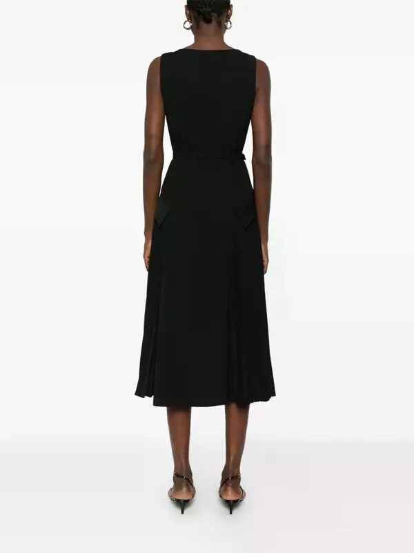 NISSA Plissé-details Midi Dress