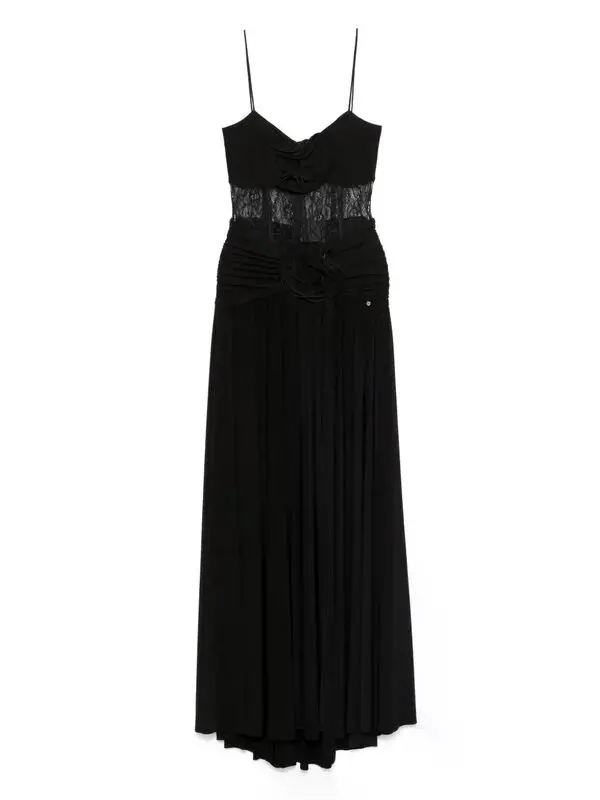 NISSA Floral-appliqué Maxi Dress