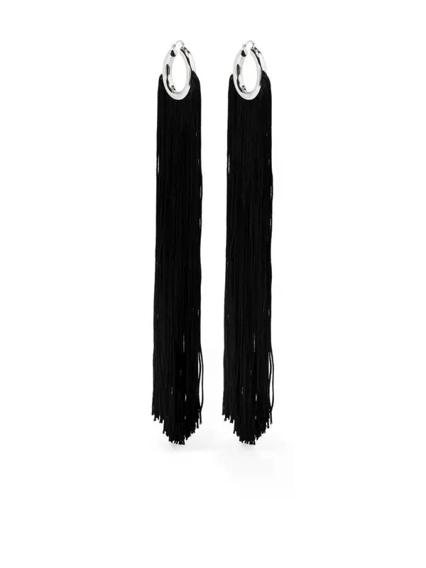 JIL SANDER Fringed Hoop Earrings - Silver